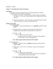 Chapter Notes Statistics Pdf BADM Chapter Chapter Describing Data Numerical