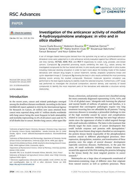 Pdf Investigation Of The Anticancer Activity Of Modified 4 Hydroxyquinolone Analogues In