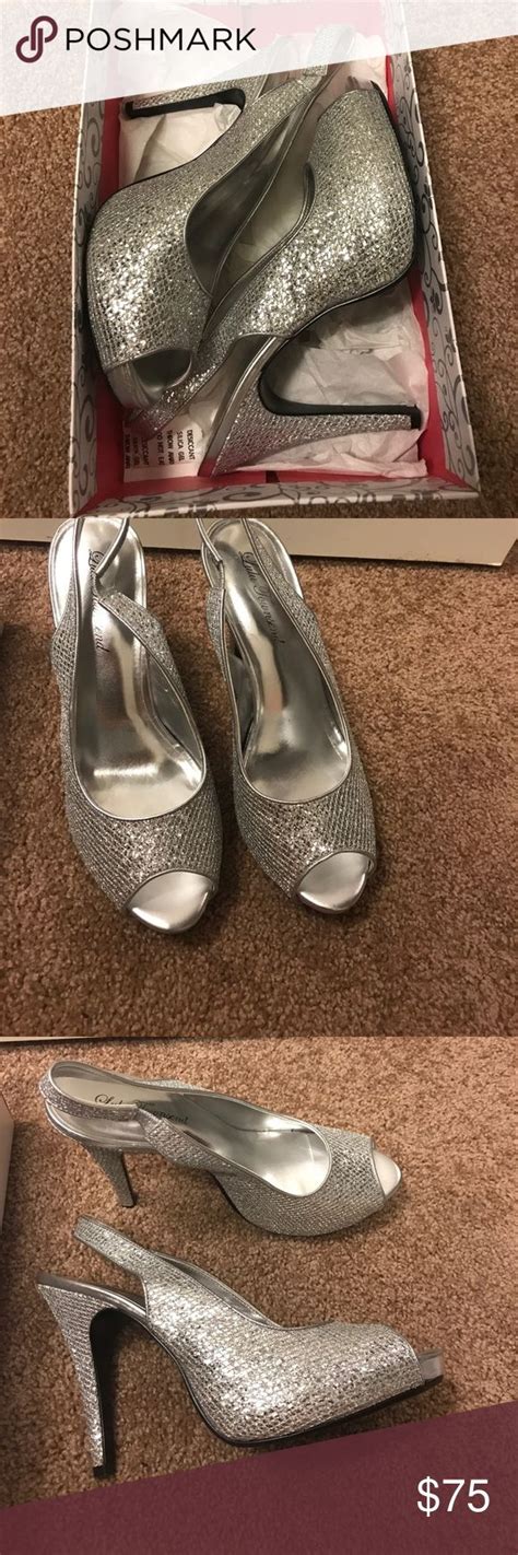 Dsw Silver Sequin Slingback Peep Toe Heels Shoes Women Heels Silver