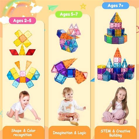 100 Pièces Blocs De Construction Magnétiques Multicolores Jeux