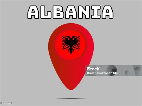 지리적 위치 Geotsag 핀 요소와 기호 알바니아 국기 지도 장소 배치에 적합합니다 원래 색상과 비율 벡터 일러스트레이션 국가 세트 국가 관광명소에 대한 스톡 벡터 아트