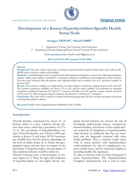 Pdf Development Of A Korean Hyperthyroidism Specific Health Status Scale Pdf Development Of A Korean Hyperthyroidism Specific Health Status Scale