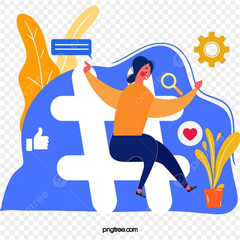 손으로 그린 소셜 미디어 일러스트 사업 그림 노랑 사업 정보 해시 태그 Png 일러스트 및 Psd 이미지 무료 다운로드 Pngtree