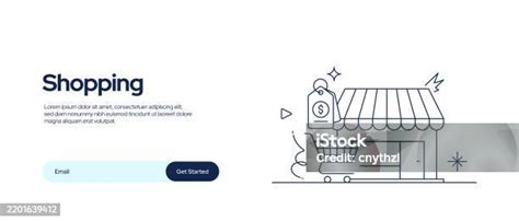 쇼핑 컨셉 라인 아트 스타일 벡터 일러스트 레이 션 웹 페이지 배너 포스터 인쇄 등을 위한 디자인 0명에 대한 스톡 벡터 아트 및 기타 이미지 Istock