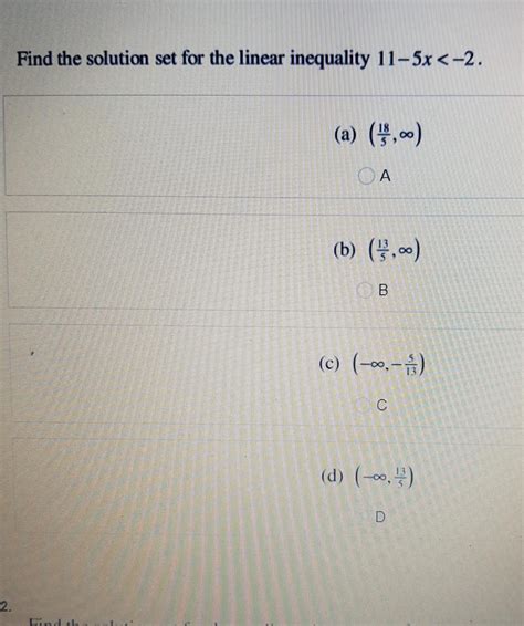 Solved Find The Solution Set For The Linear Inequality X Chegg