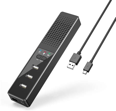 ELUTENG 3 In 1Conference Speaker Microphone 3 USB HubMultifunction Computer Speakers With 3