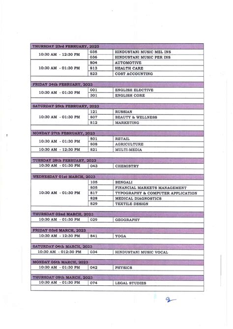 Cbse Class 10 12 Time Table 2023 Download