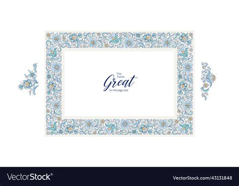 Floral Frame Vignette Border Card Design Template Vector Image
