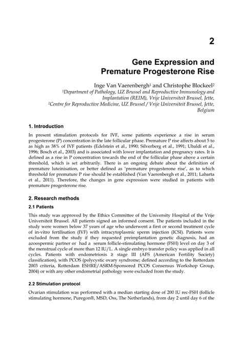 Pdf Gene Expression And Premature Progesterone Rise