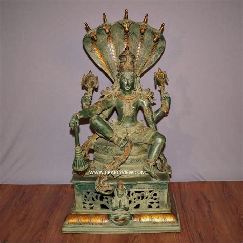 Brass Vishnu Statue Sitting On Sheshnaag Craftview