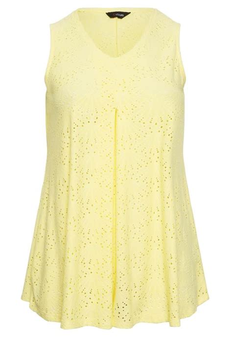 Yours Plus Size Pastel Yellow Pointelle Vest Top Yours Clothing