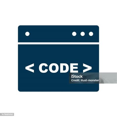 Programming Code And Browser Window Silhouette Icon Source Code Vector Stock Illustration