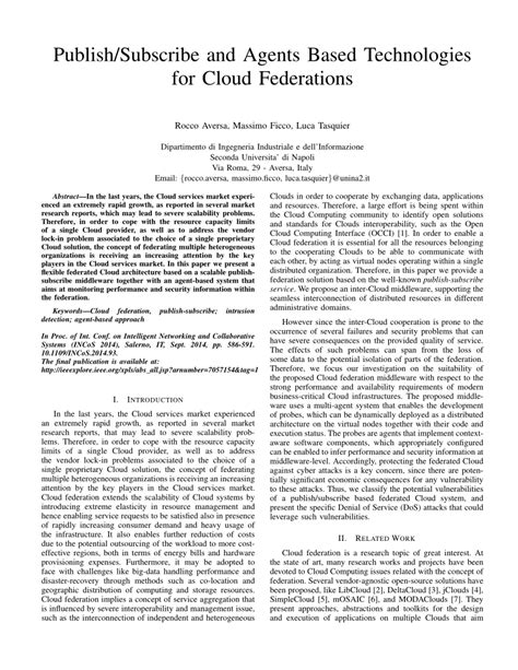 Pdf Agent Based Intrusion Detection For Federated Clouds