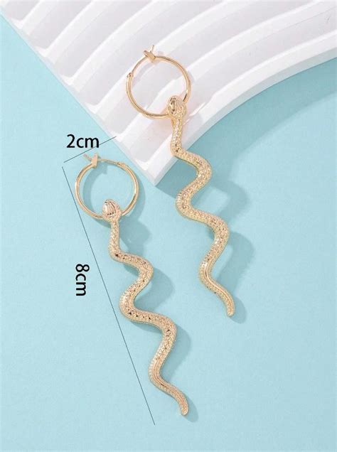 Луксозни Обеци в Златисто с Дизайн на Змия Бутикови Обеци Дълги Обеци Обеци със Змии