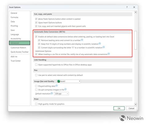 the latest preview update allows disabling automatic data conversion in excel neowin