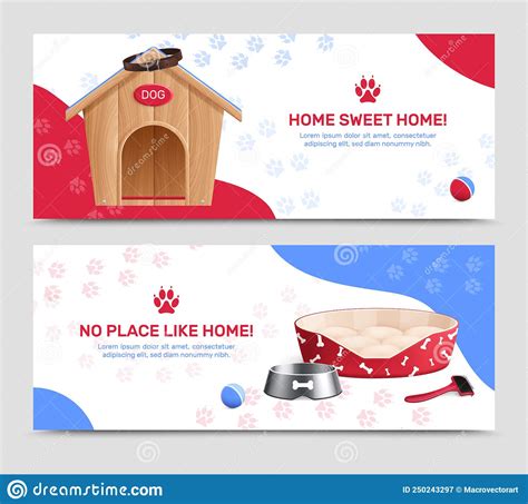 Pet Service Realistic Banners Stock Vector Illustration Of House