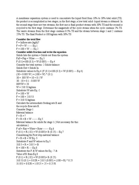 A Membrane Separation System Is Used To Concentrate The Liquid Food