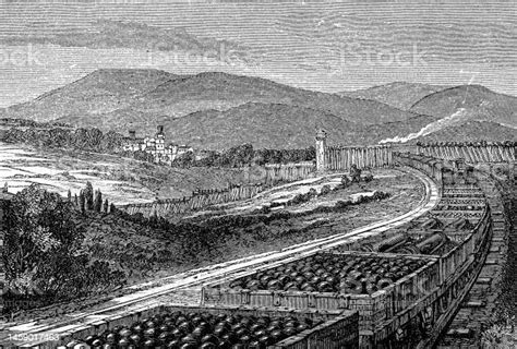 프랑코 프로이센 전쟁 중 탄약을 운반하는 독일 열차 많은 양의 화력을 이동하는 혁신적인 방법 새긴 이미지에 대한 스톡 벡터 아트 및 기타 이미지 Istock