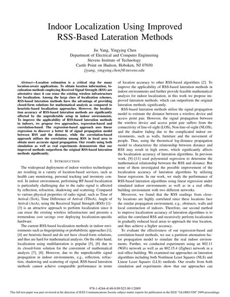 Pdf Indoor Localization Using Improved Rss Based Lateration Methods