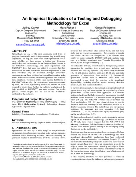 Pdf An Empirical Evaluation Of A Testing And Debugging Methodology