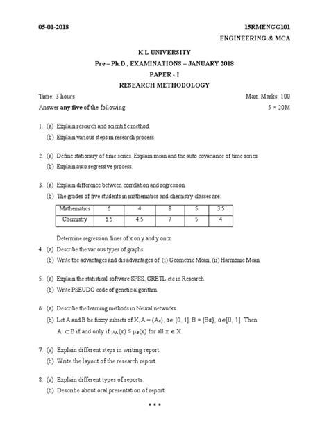 15rmengg101 Research Methodology Engineering And Mca Pdf