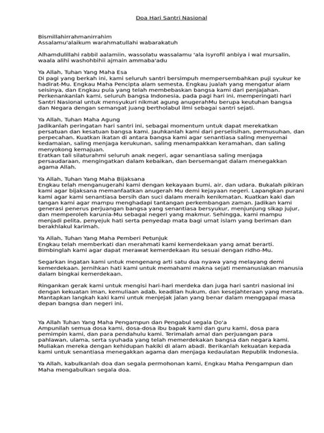 Doa Hari Santri Nasional Pdf