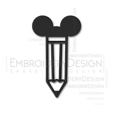 Mickey Mouse School Head Pencil Richárd Bándi Svgembroiderydesign