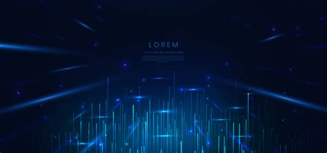 Abstract Technology Futuristic Glowing Blue Light Lines With High Speed Effect On Dark Blue