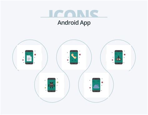 Android App Flat Icon Pack 5 Icon Design App Phone Data Mobile App 19689896 Vector Art At