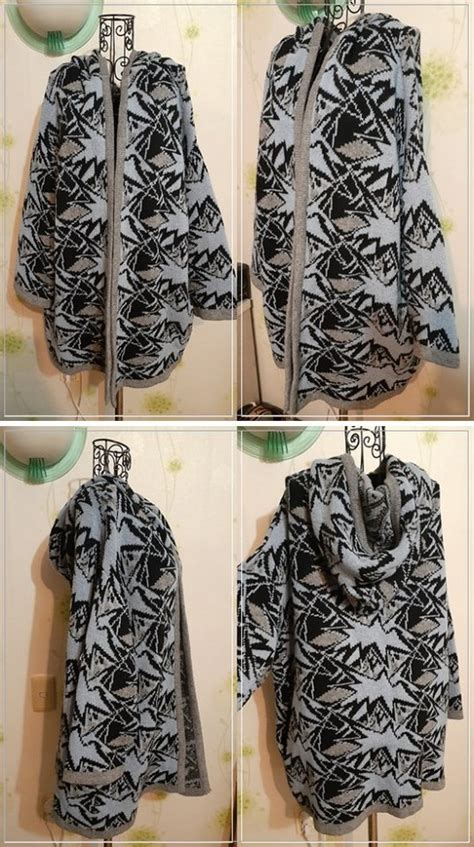 기하학무늬 후드 니트가디건 세컨웨어 헬로마켓