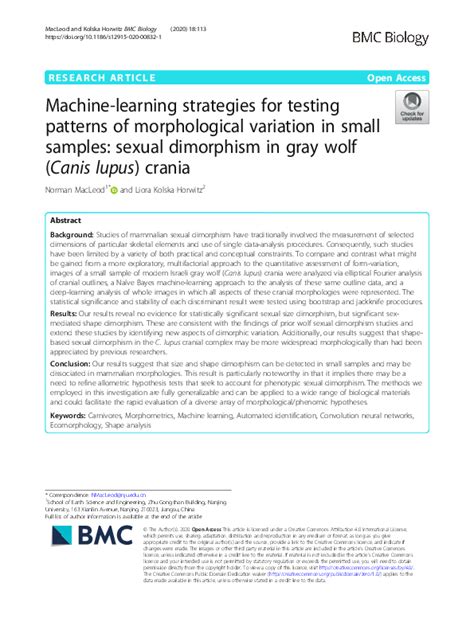 Pdf Machine Learning Strategies For Testing Patterns Of Morphological
