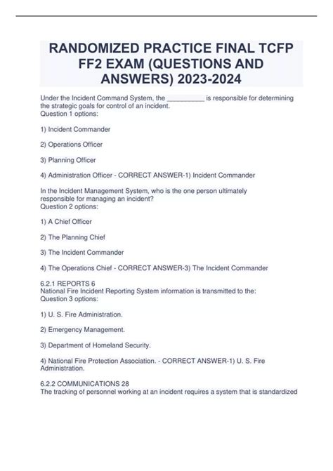 Randomized Practice Final Tcfp Ff2 Exam Questions And Answers Tcfp Stuvia Us