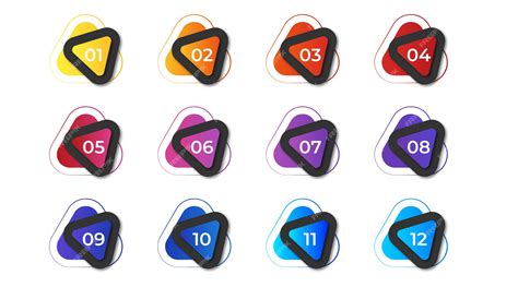 Premium Vector Stylish Bullet Points Numbers From One To Twelve