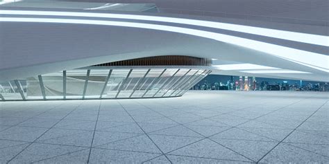 3d Rendering Architecture With Futuristic Streamlined Design Stock