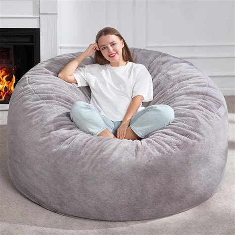 Bean Bag Chairs For Adults Beanbag Chair With Plush Faux Fur Cover