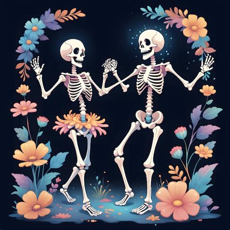 Premium Ai Image Two Skeleton Dance