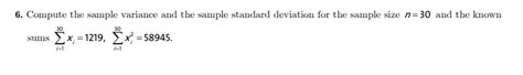 Solved Compute The Sample Variance And The Sample Chegg