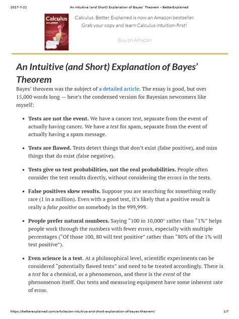 An Intuitive Explanation Of Bayes Theorem Betterexplained Pdf