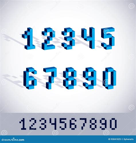 Cybernetic 3d Numbers Pixel Art Vector Numeration Pixel Design