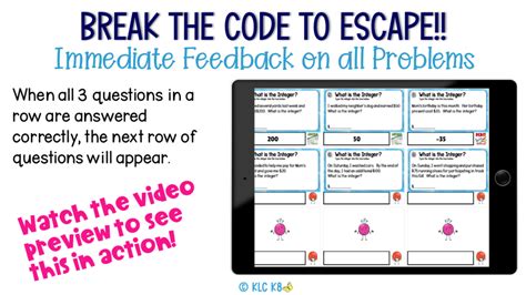 Identify Integers Real Life Money Problems Self Checking Activity