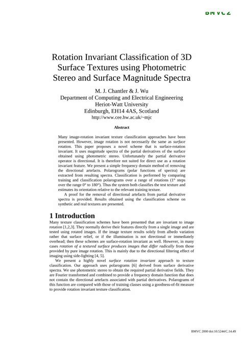 pdf rotation invariant classification of 3d surface textures