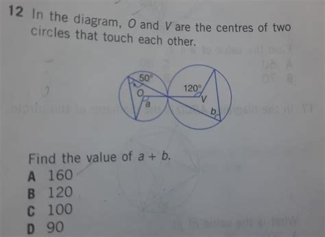 Solved 12 In The Diagram O And V Are The Centres Of Two Circles That Touch Each Other Find