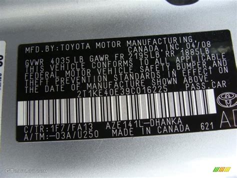 2009 Matrix Color Code 1f7 For Classic Silver Metallic Photo 46703844 2009 Matrix Color Code 1f7 For Classic Silver Metallic Photo 46703844