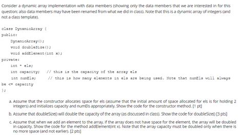 Solved Consider A Dynamic Array Implementation With Data