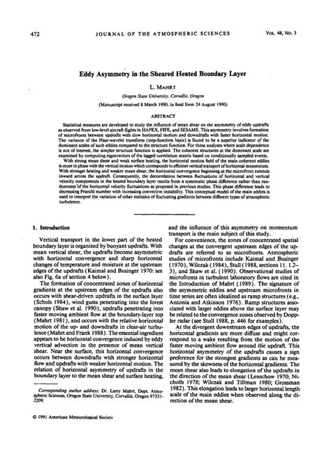 Pdf Eddy Asymmetry In The Sheared Heated Boundary Layer