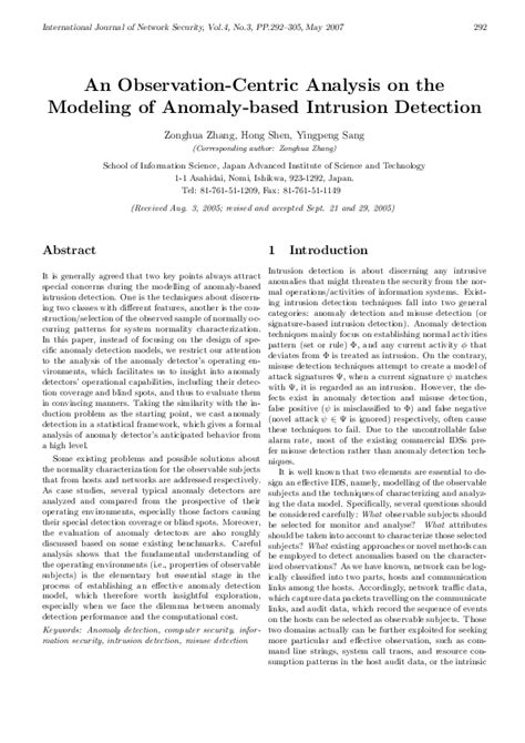 Pdf An Observation Centric Analysis On The Modeling Of Anomaly Based Intrusion Detection