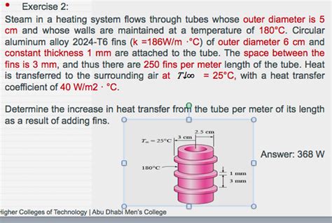 Solved Steam In A Heating System Flows Through Tubes Whose Chegg