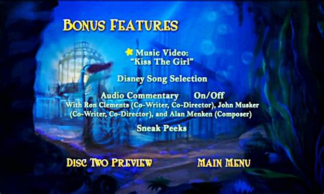 Walt Disney Dvd Menus The Little Mermaid Walt Disney Characters