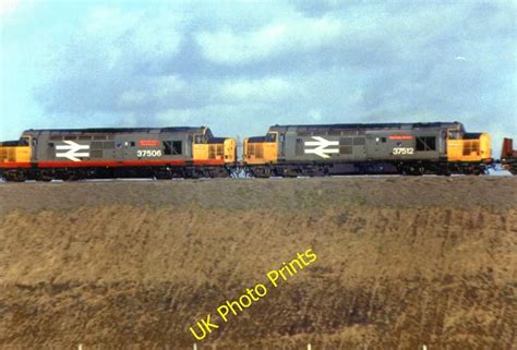 Railway Photo 6x4 Class 37 37508 And 512 Steel Train Unknown Location