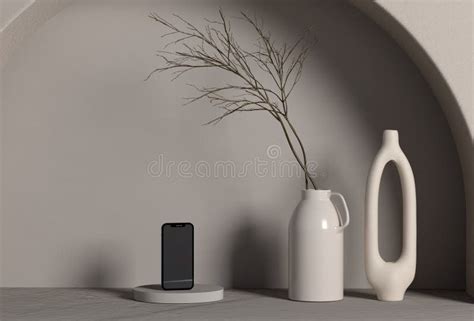 Modern Abstract Design Template With Phone Mock Up Render For Mobile Device Design Phone Device